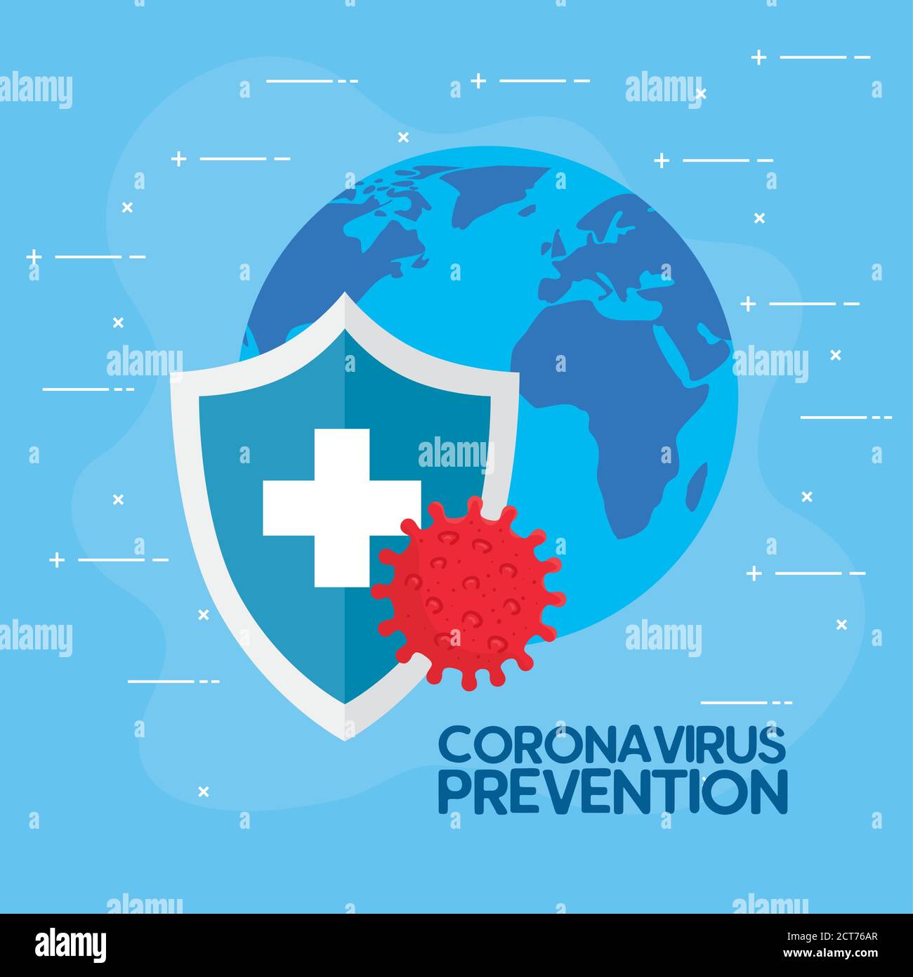 coronavirus prevention, world map with shield protection and world ...