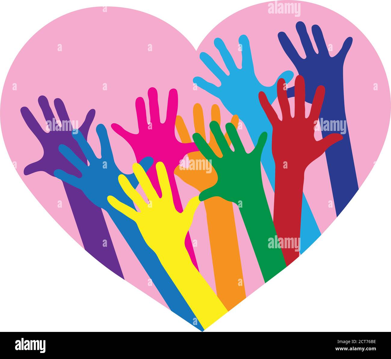 Hands different colors raised Cut Out Stock Images & Pictures - Alamy