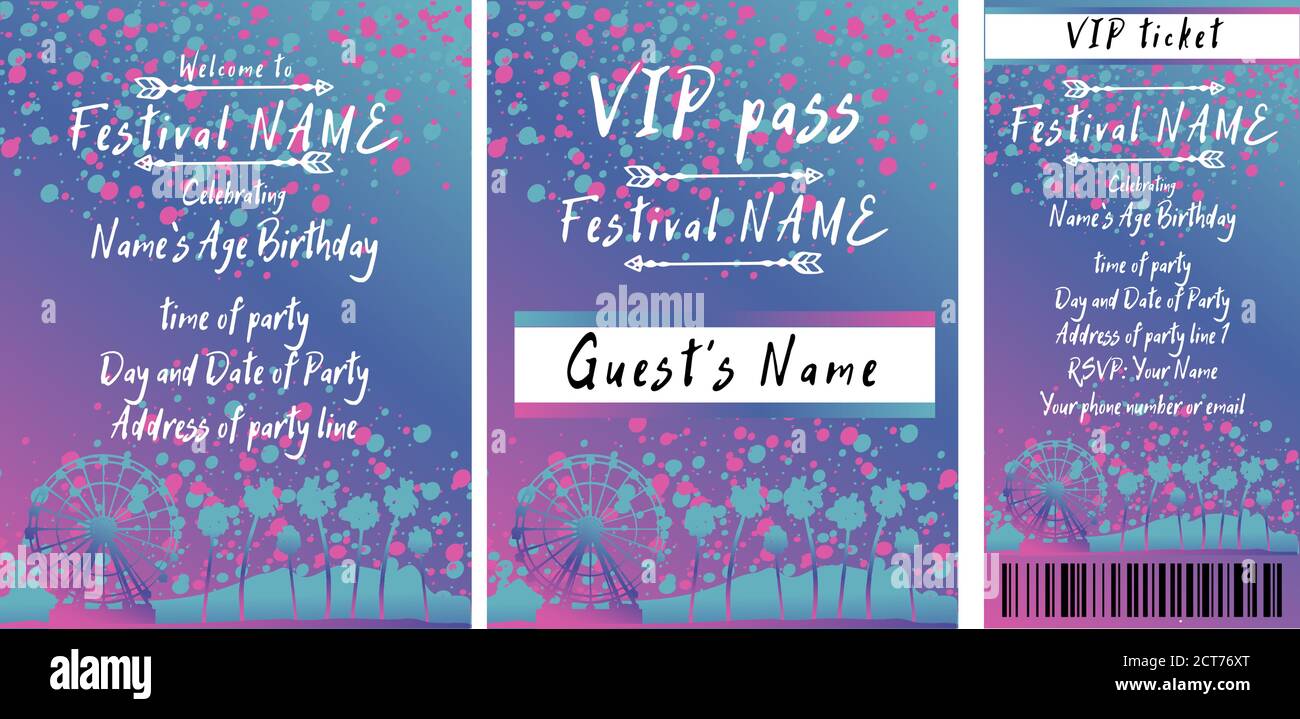 Pastel Coachella Themed Festival Printed, Package Set. Print version ...