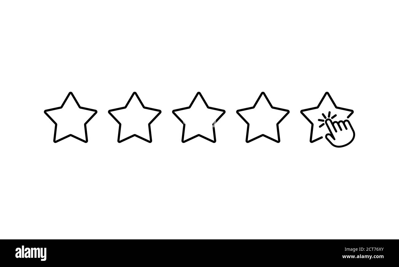 Giving five stars rating line icon. Vector on isolated white background ...