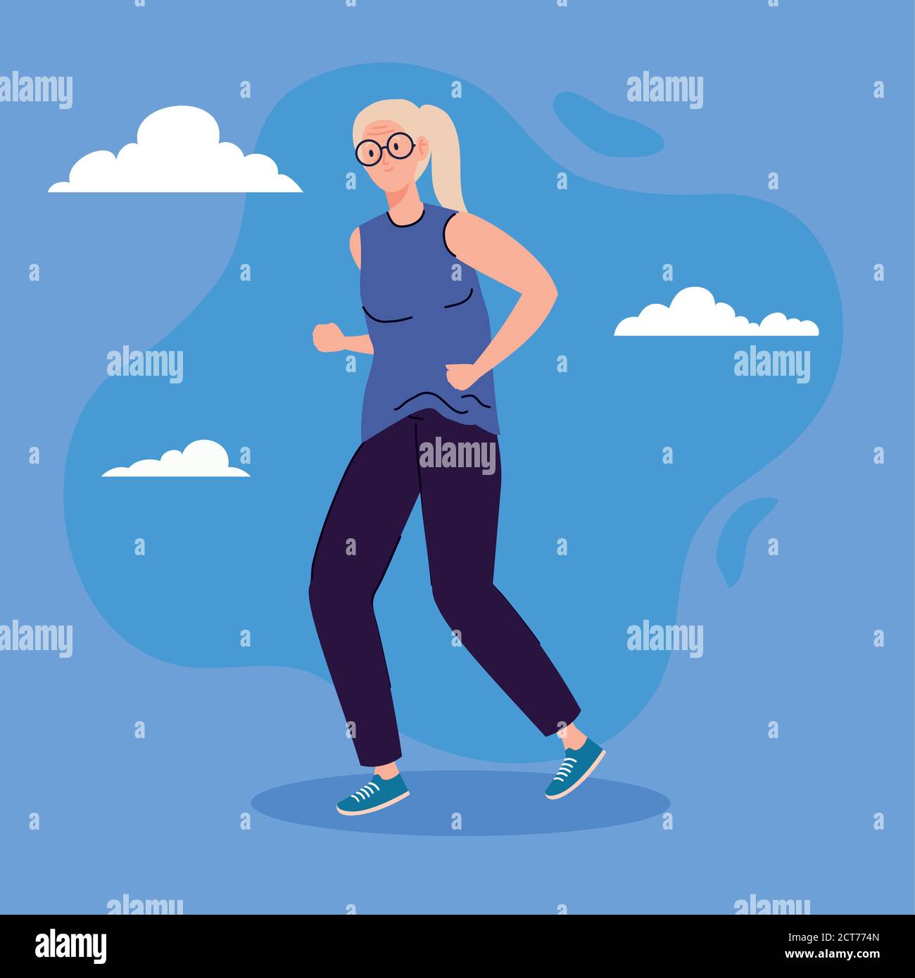Active senior walking on Stock Vector Images - Alamy