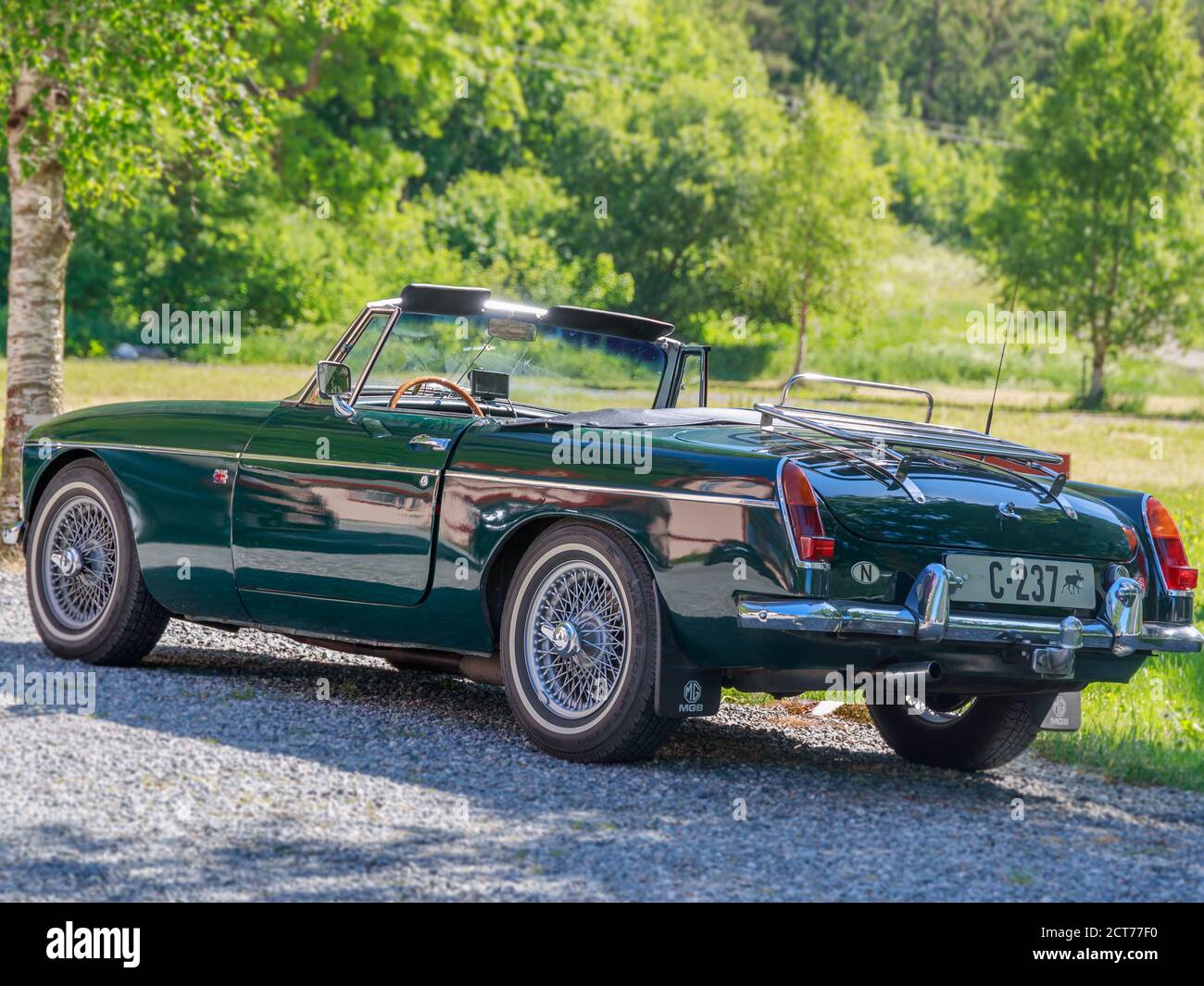 OYE, NORWAY - 2018 JUNE 09. Green MG sports car parked outside Union ...