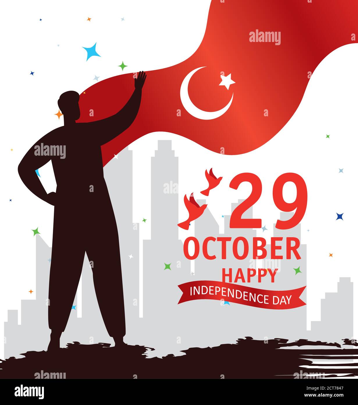 29 october republic day turkey with person and flag emblem Stock Vector ...