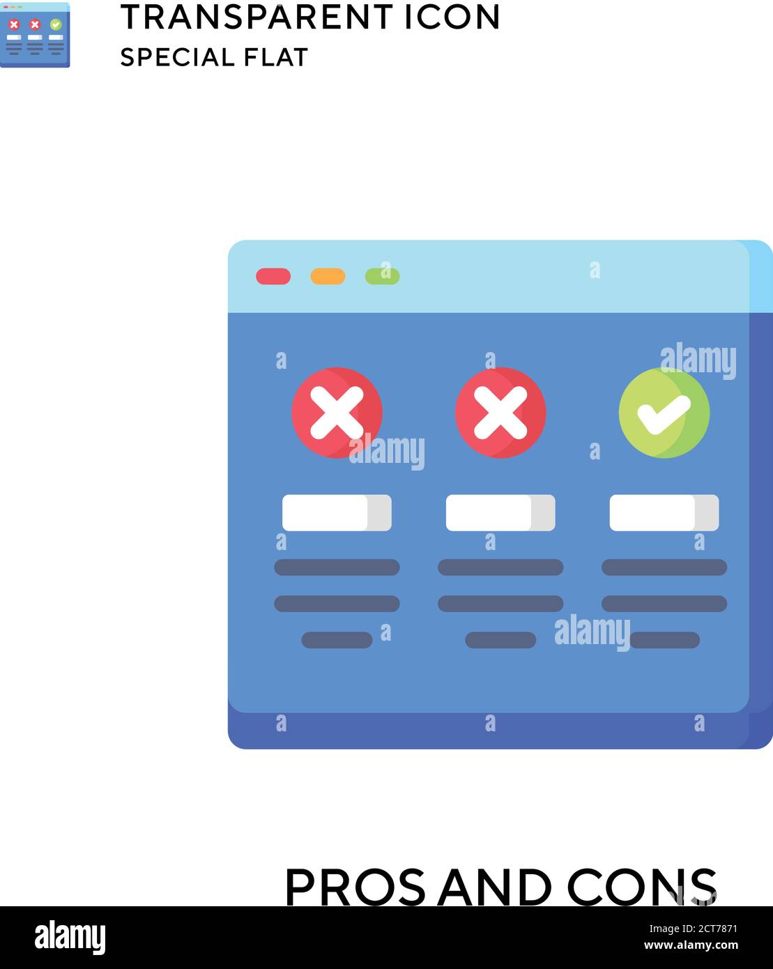 Pros and cons vector icon. Flat style illustration. EPS 10 vector Stock ...