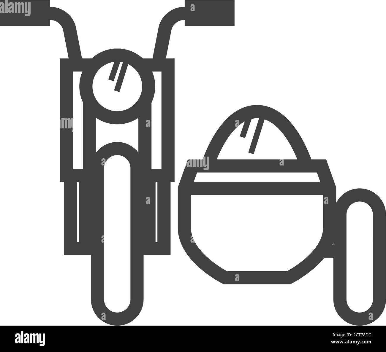Military motorcycle icon in thick outline style. Black and white ...