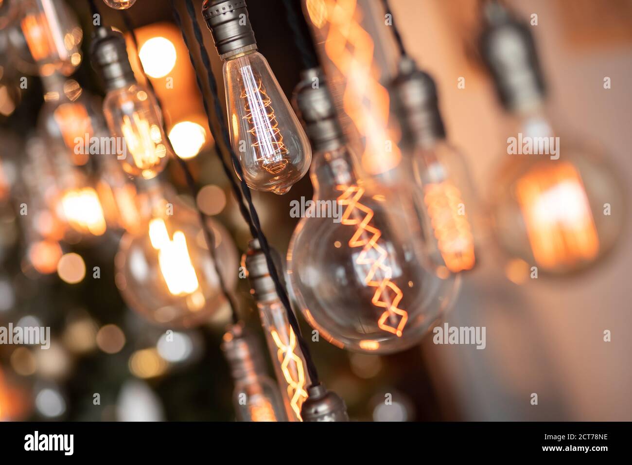 Edison lamp is included in loft room, against background of concrete ...