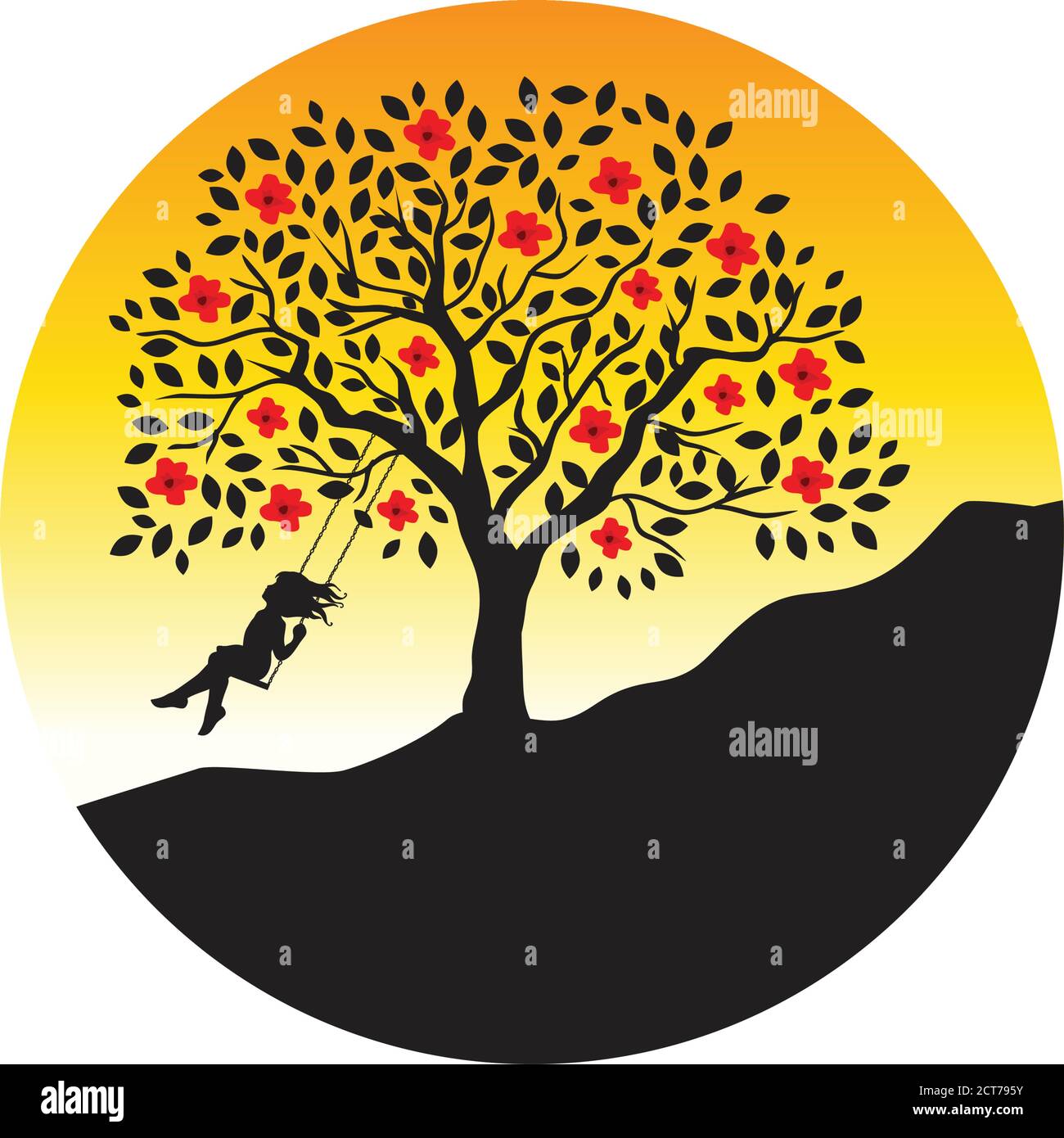 blooming tree swing Stock Vector Image & Art - Alamy