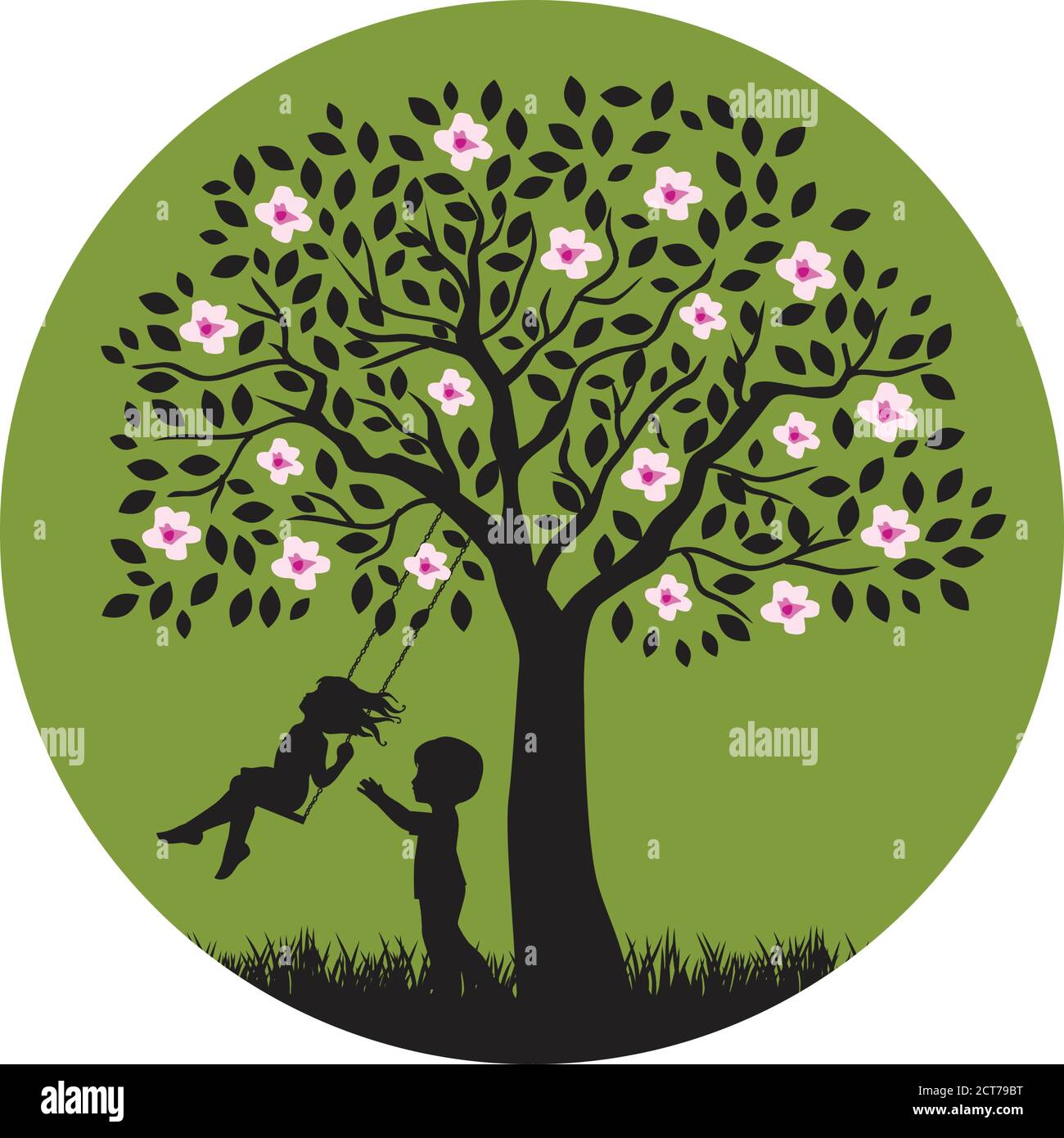 blooming tree swing Stock Vector Image & Art - Alamy