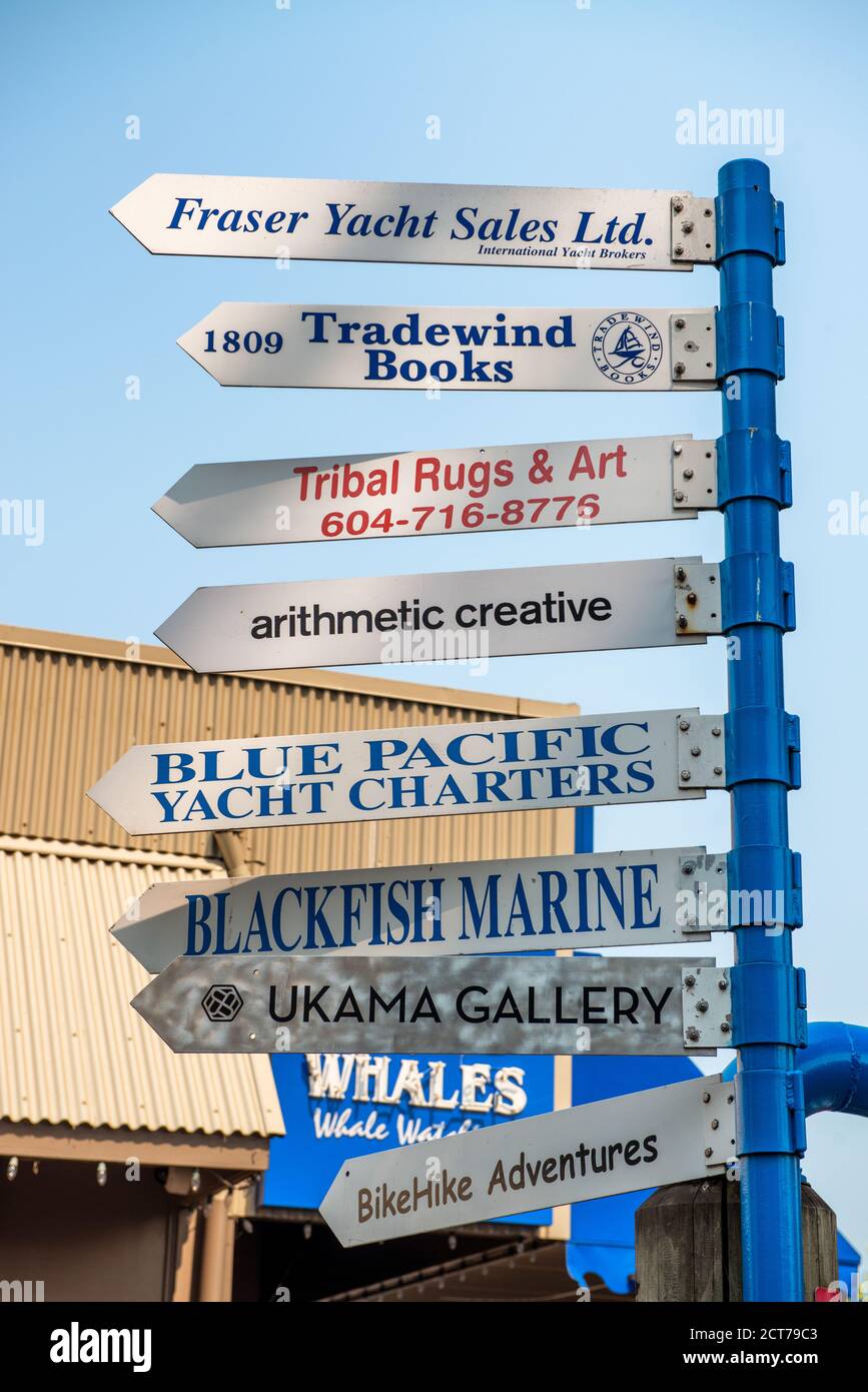 VANCOUVER, CANADA - AUGUST 10, 2017: Excursions signs and directions in ...