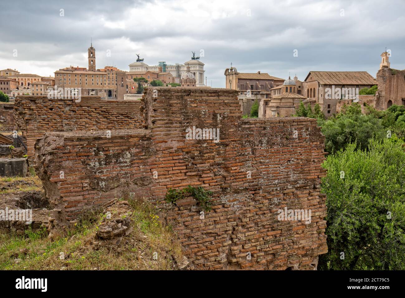 Great view over ancient Forum Romanum of the Capitol hill with Palazzo ...