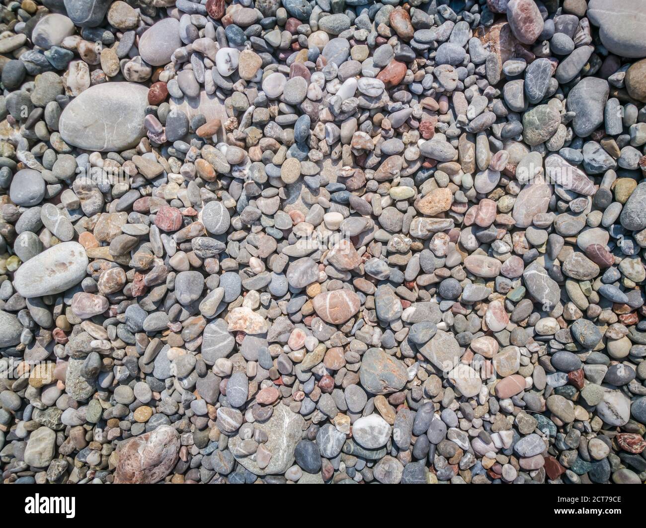 Pebbles texture. Colorful stones on the ground. Top view of Natural ...