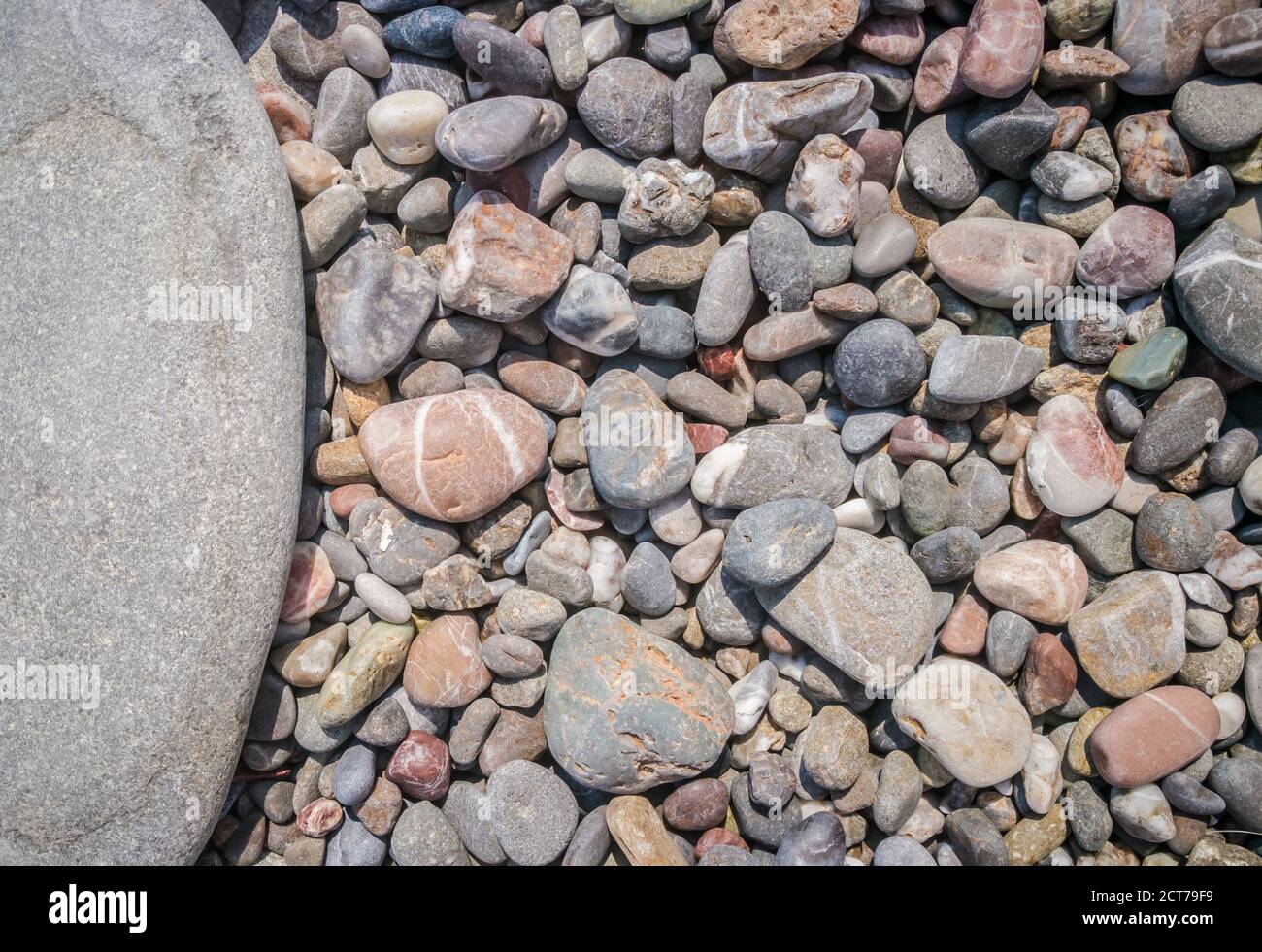 Pebbles texture. Colorful stones on the ground. Top view of Natural ...