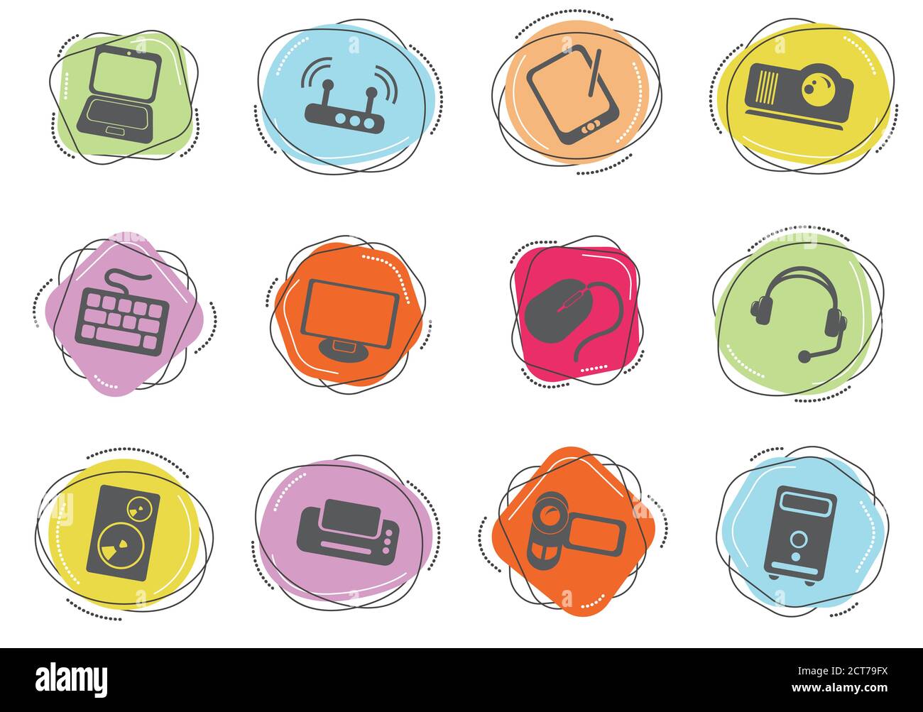 Computer equipment simple vector icons Stock Vector Image & Art - Alamy