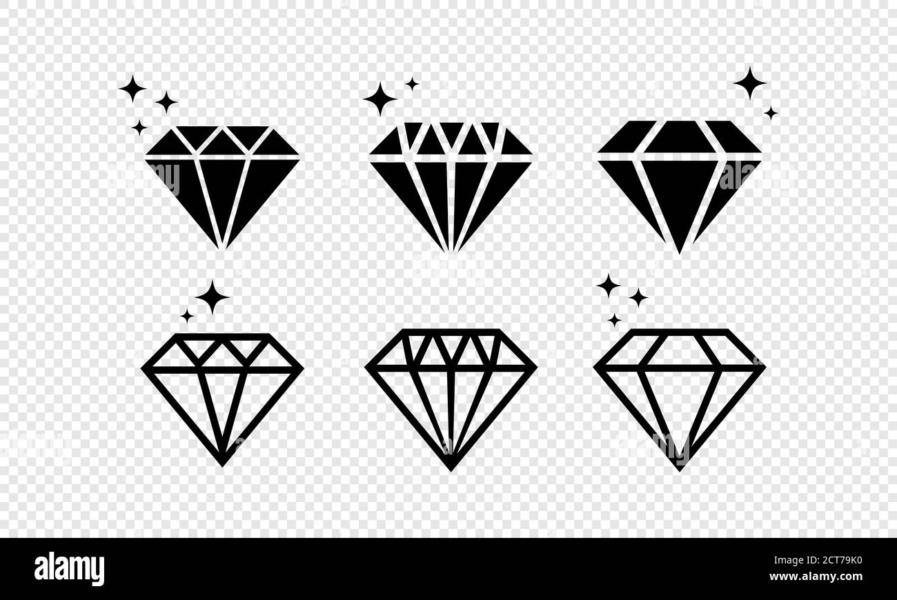 Diamond icon set. Crystal stone. Jewelry. Vector on isolated ...