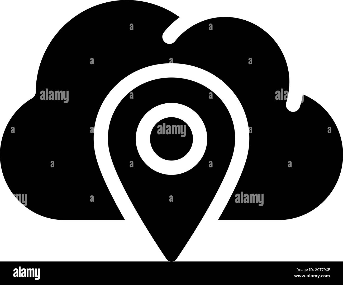 gps location cloud storage glyph icon vector illustration Stock Vector ...