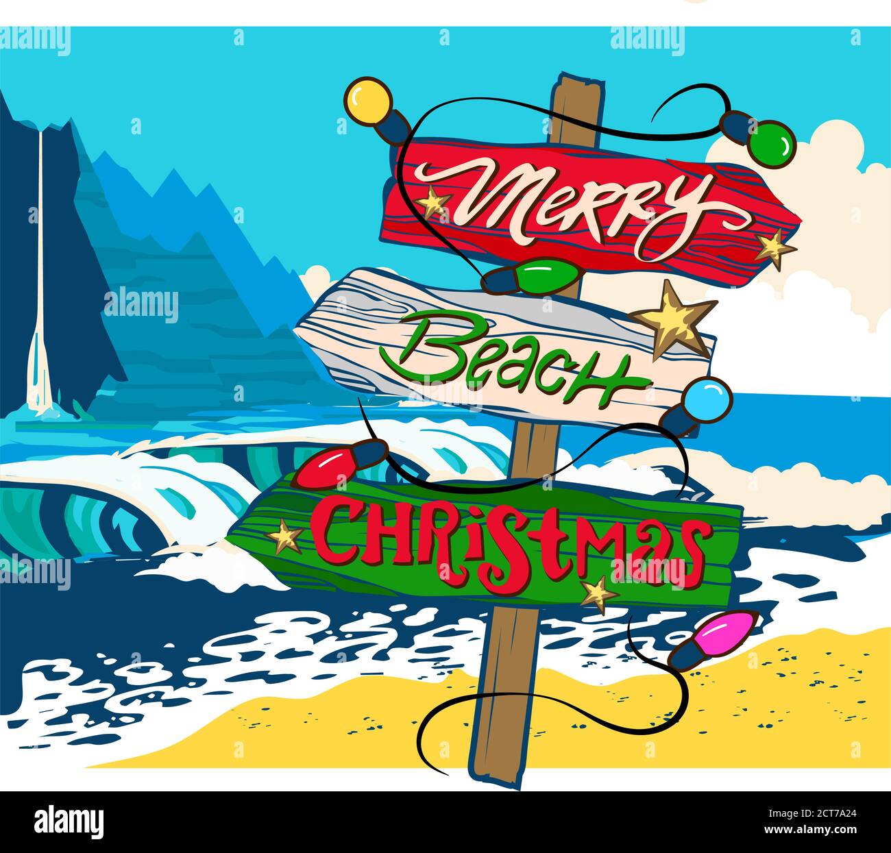 Christmas signs beach, Christmas on the beach, comic signs on the beach ...