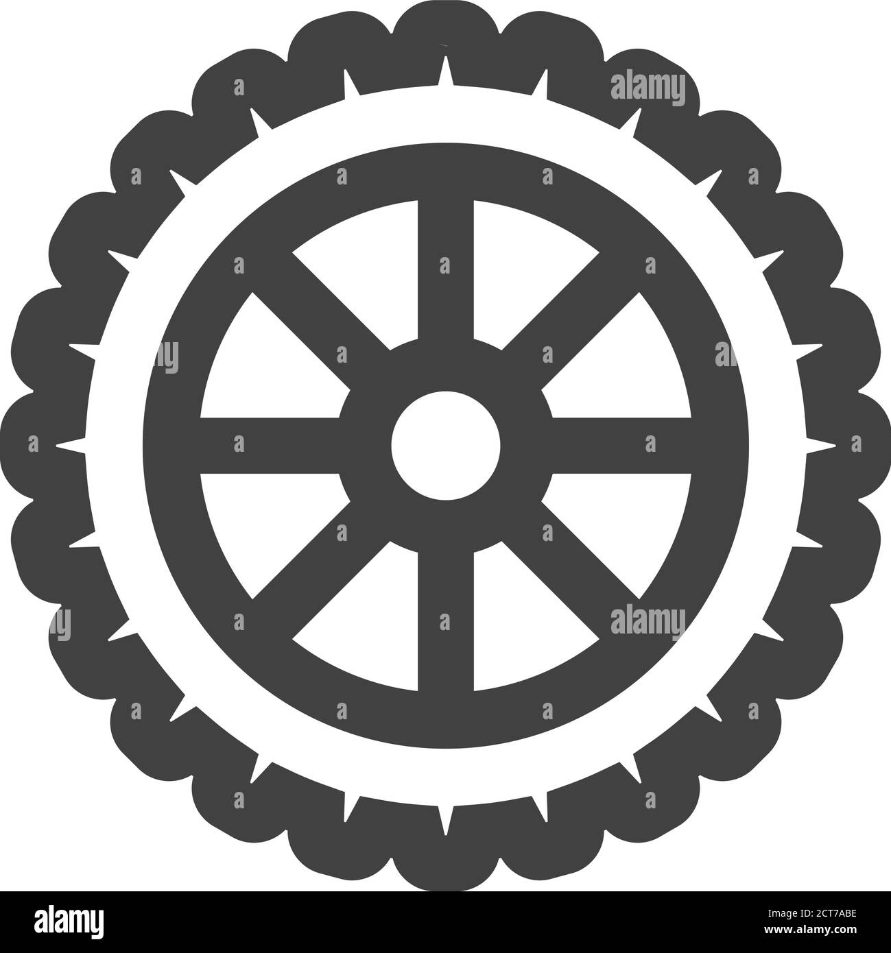 Motorcycle tire icon in thick outline style. Black and white monochrome ...