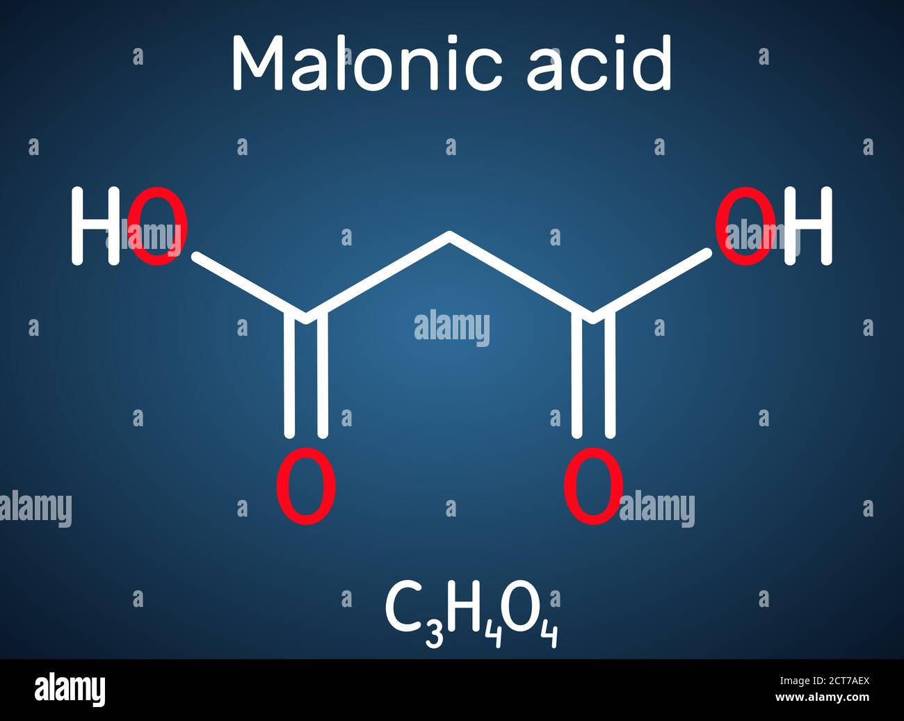 Malonic acid, dicarboxylic, propanedioic acid molecule. The ionized ...