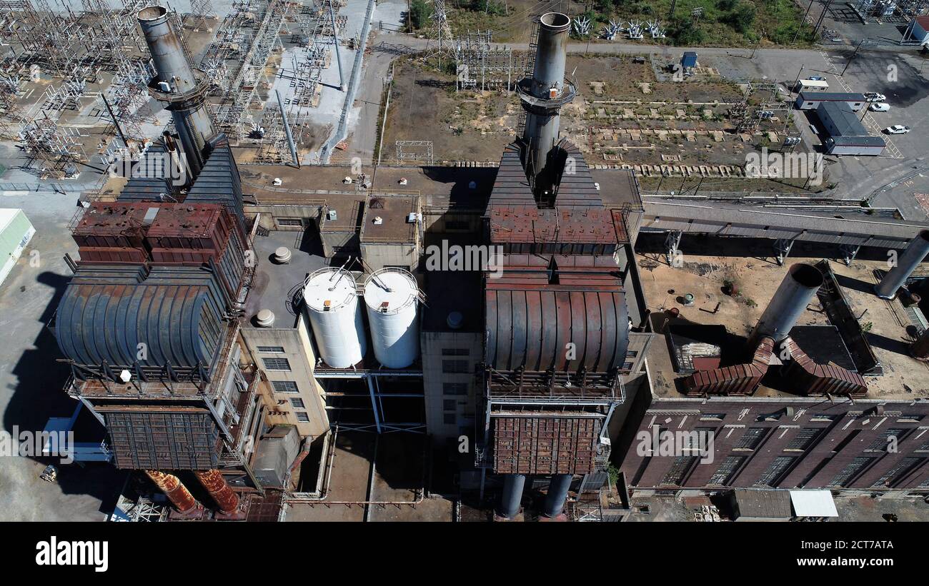 Aerial view of old coal power plant that is no longer being used Stock ...