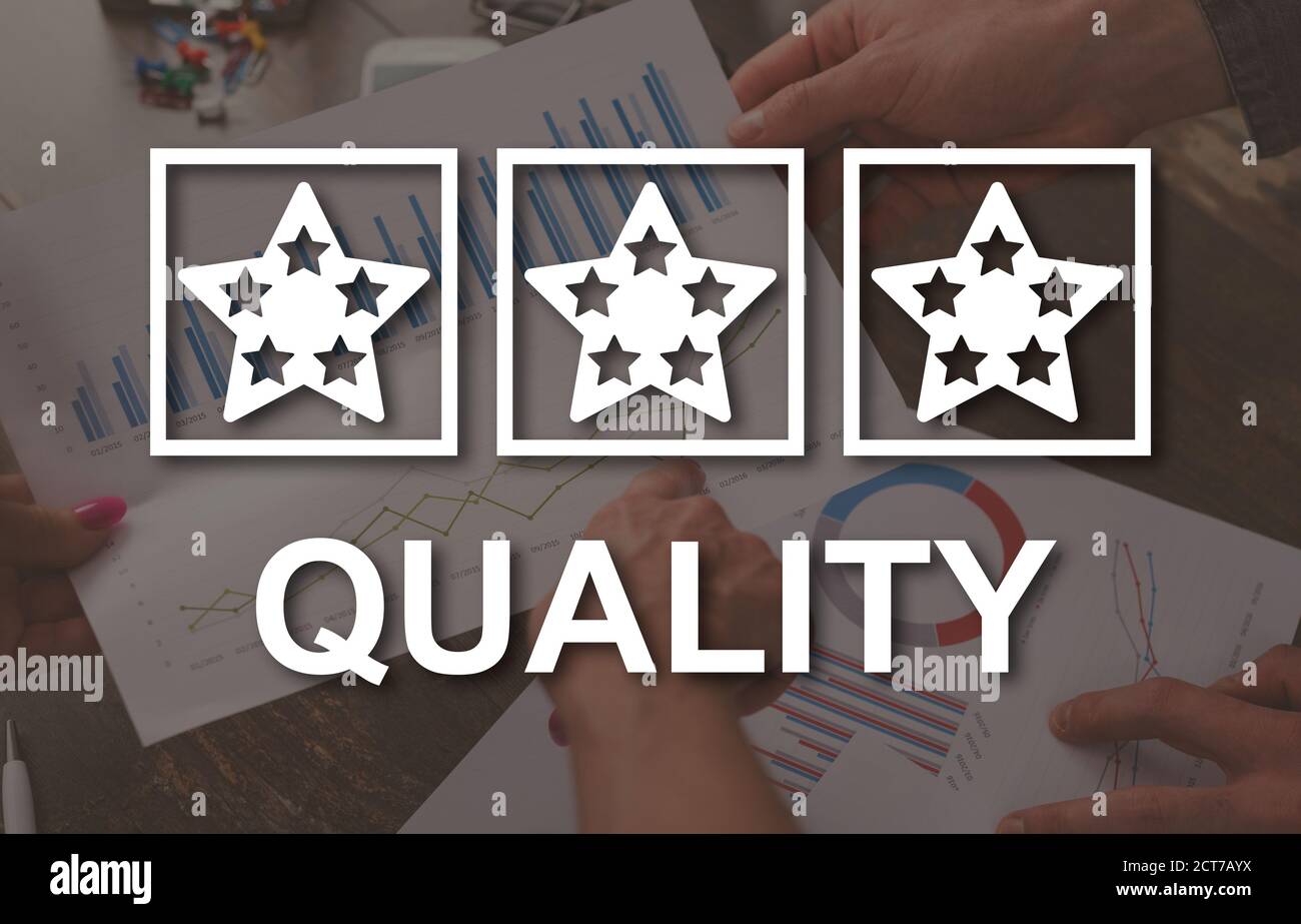 Quality concept illustrated by a picture on background Stock Photo - Alamy