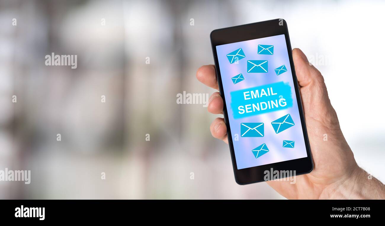 Smartphone screen displaying an email sending concept Stock Photo - Alamy