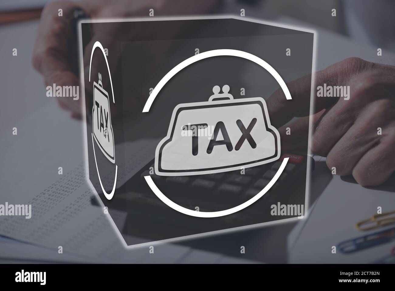 Tax concept illustrated by a picture on background Stock Photo - Alamy