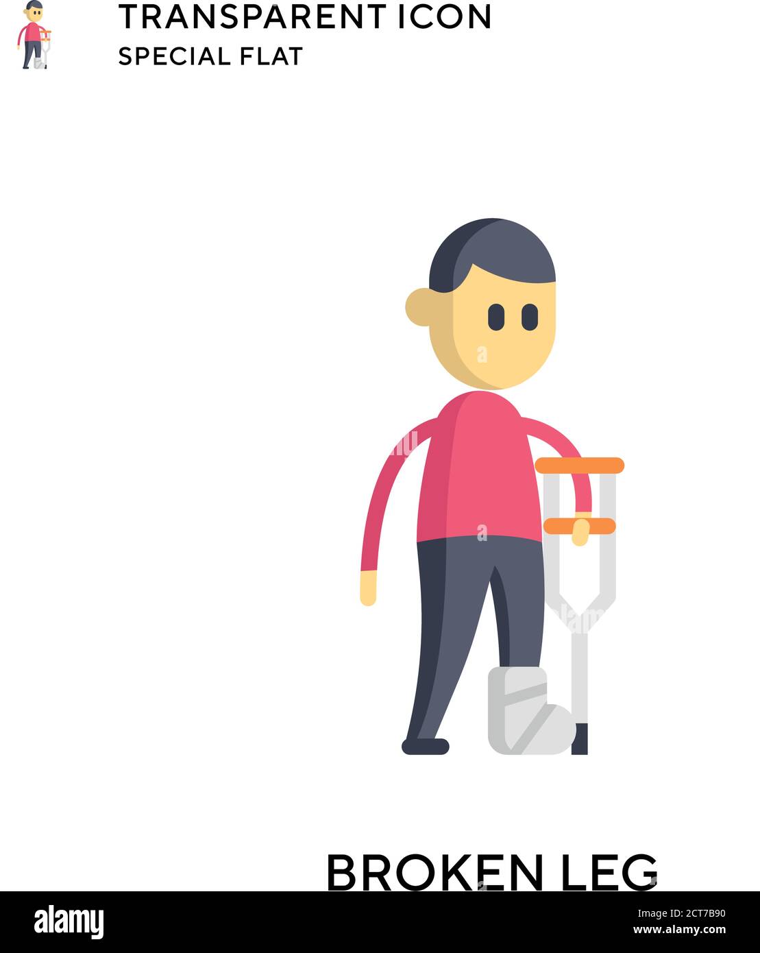 Broken leg vector icon. Flat style illustration. EPS 10 vector Stock ...