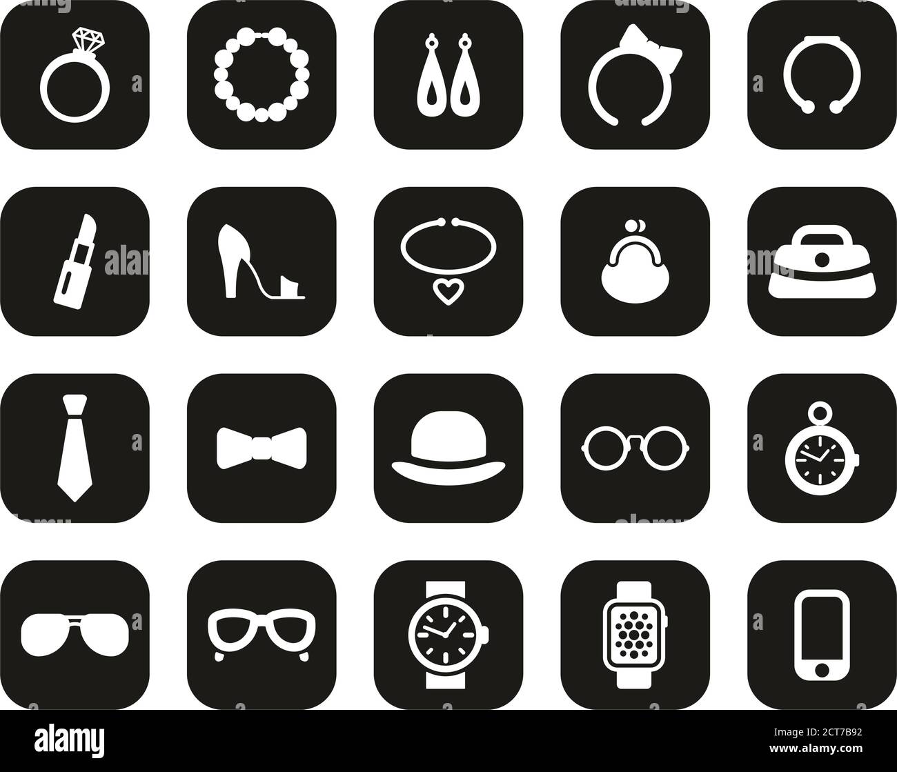 Accessories Icons White On Black Flat Design Set Big Stock Vector Image & Art - Alamy