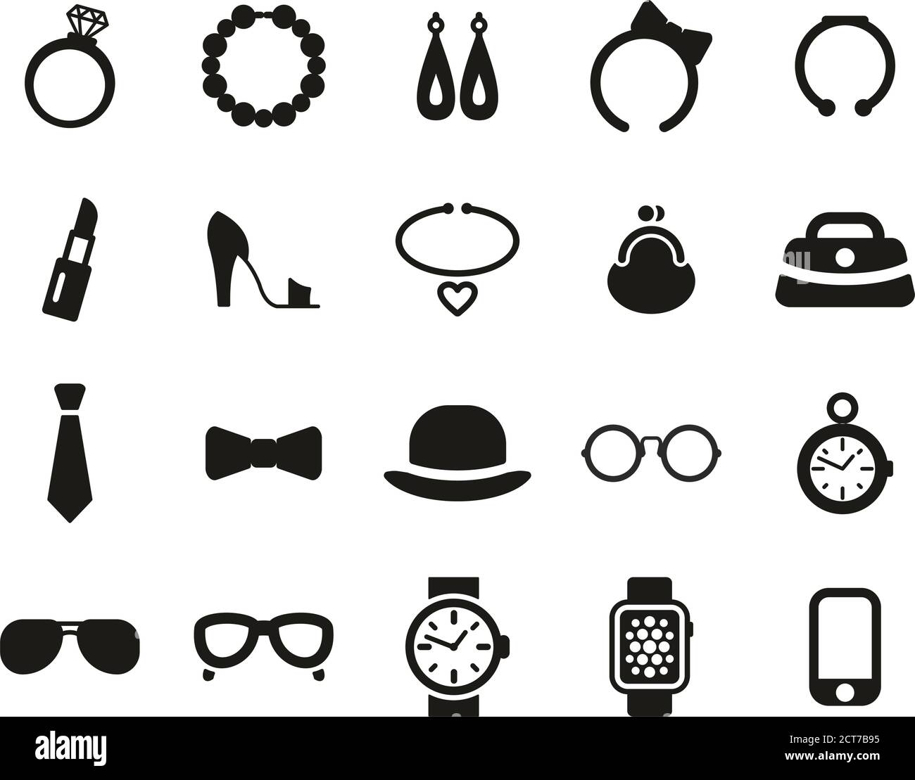 Accessories Icons Black & White Set Big Stock Vector Image & Art - Alamy