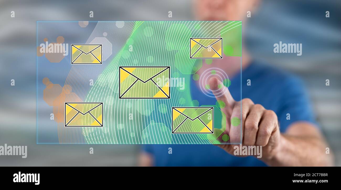 Man touching an email concept on a touch screen with his finger Stock ...