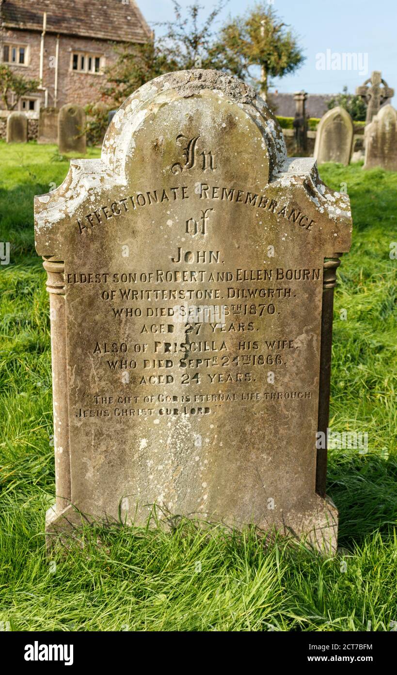 Victorian Gravestone at All Hallows Church, Great Mitton Stock Photo ...