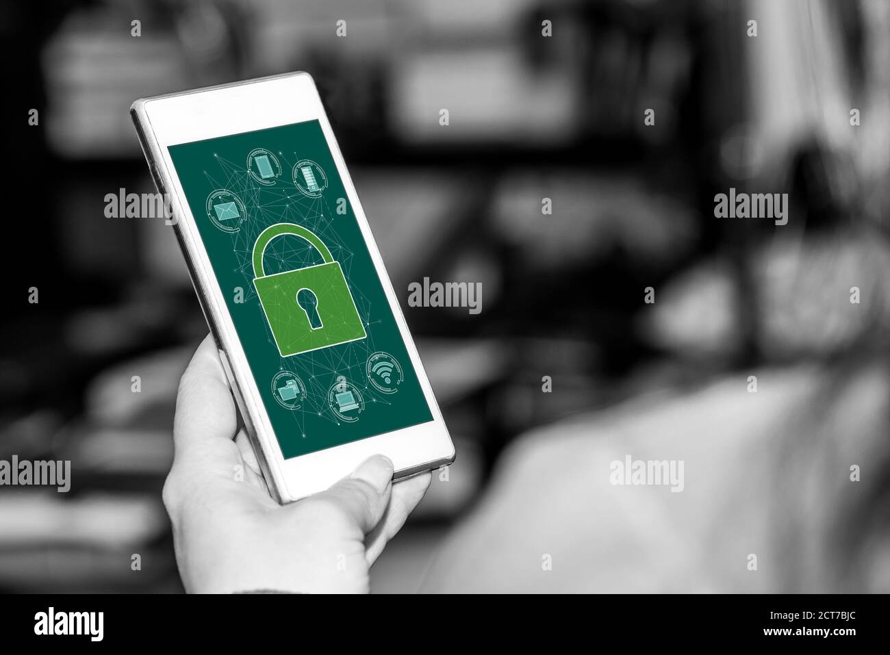 Smartphone screen displaying a cyber security concept Stock Photo - Alamy