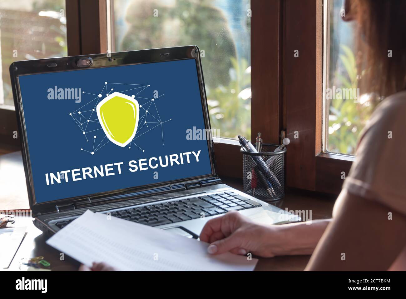 Laptop screen displaying an internet security concept Stock Photo - Alamy