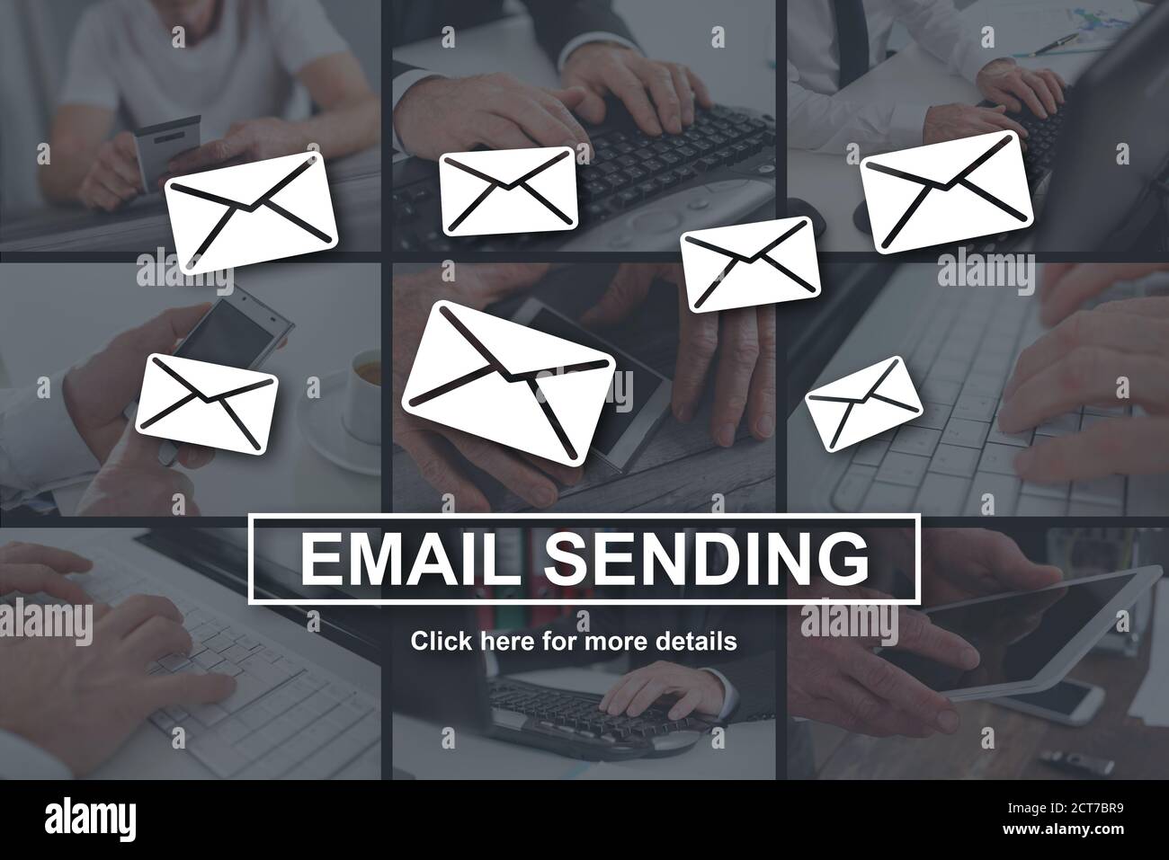 Email sending concept illustrated by pictures on background Stock Photo ...