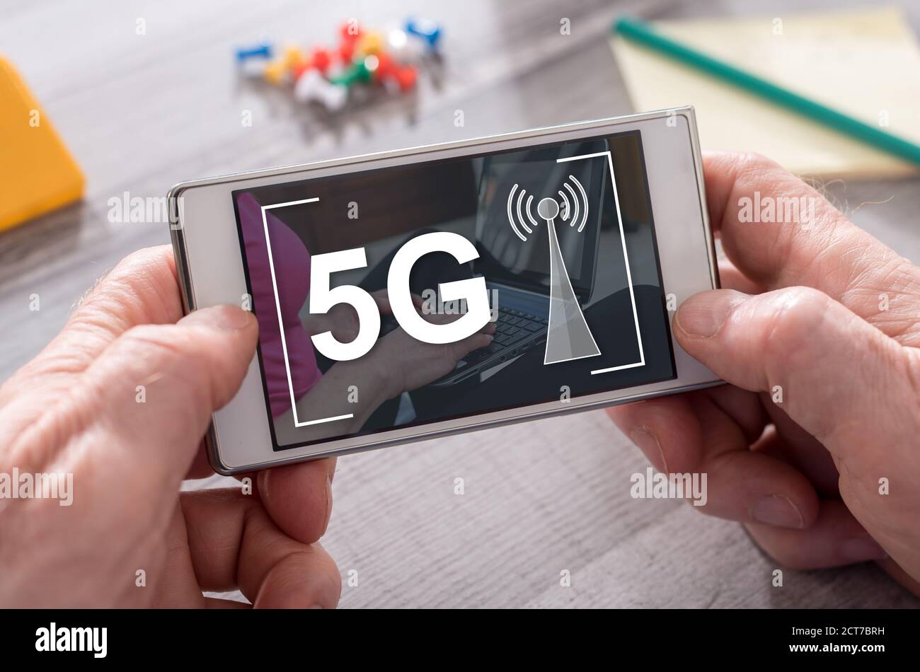 5g concept on mobile phone Stock Photo - Alamy