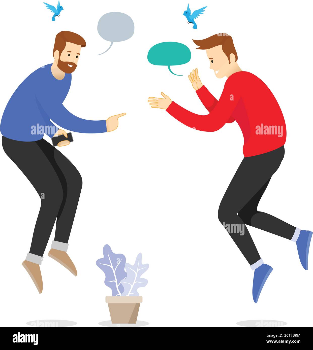 Two friends engage in discussion. Chat bubble. People vector ...