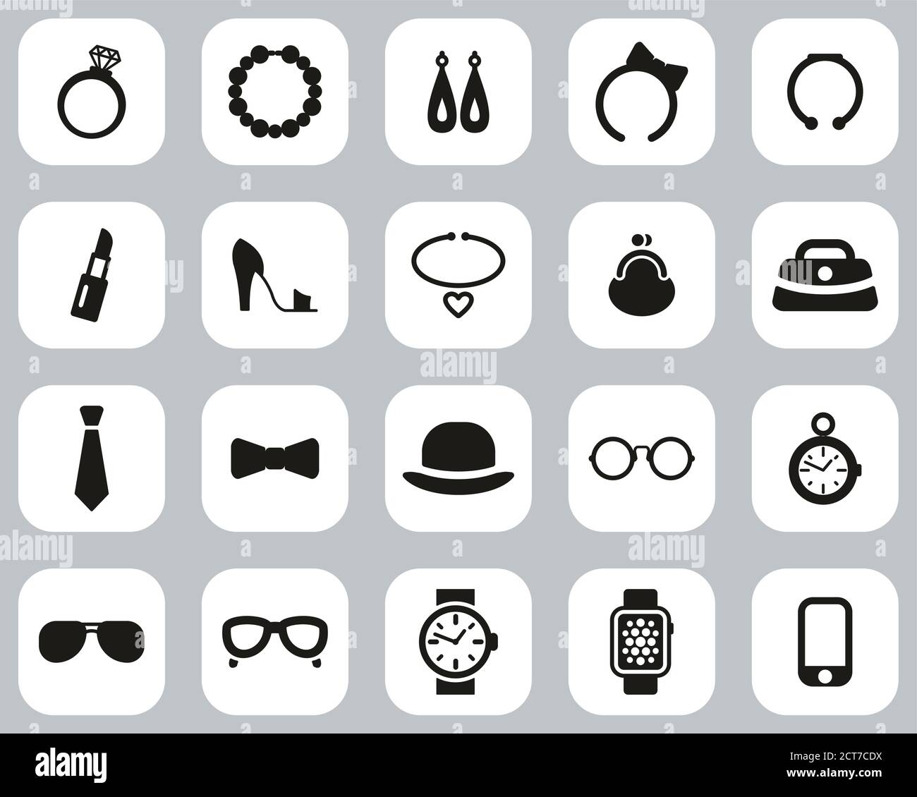 Accessories Icons Black & White Flat Design Set Big Stock Vector Image & Art - Alamy