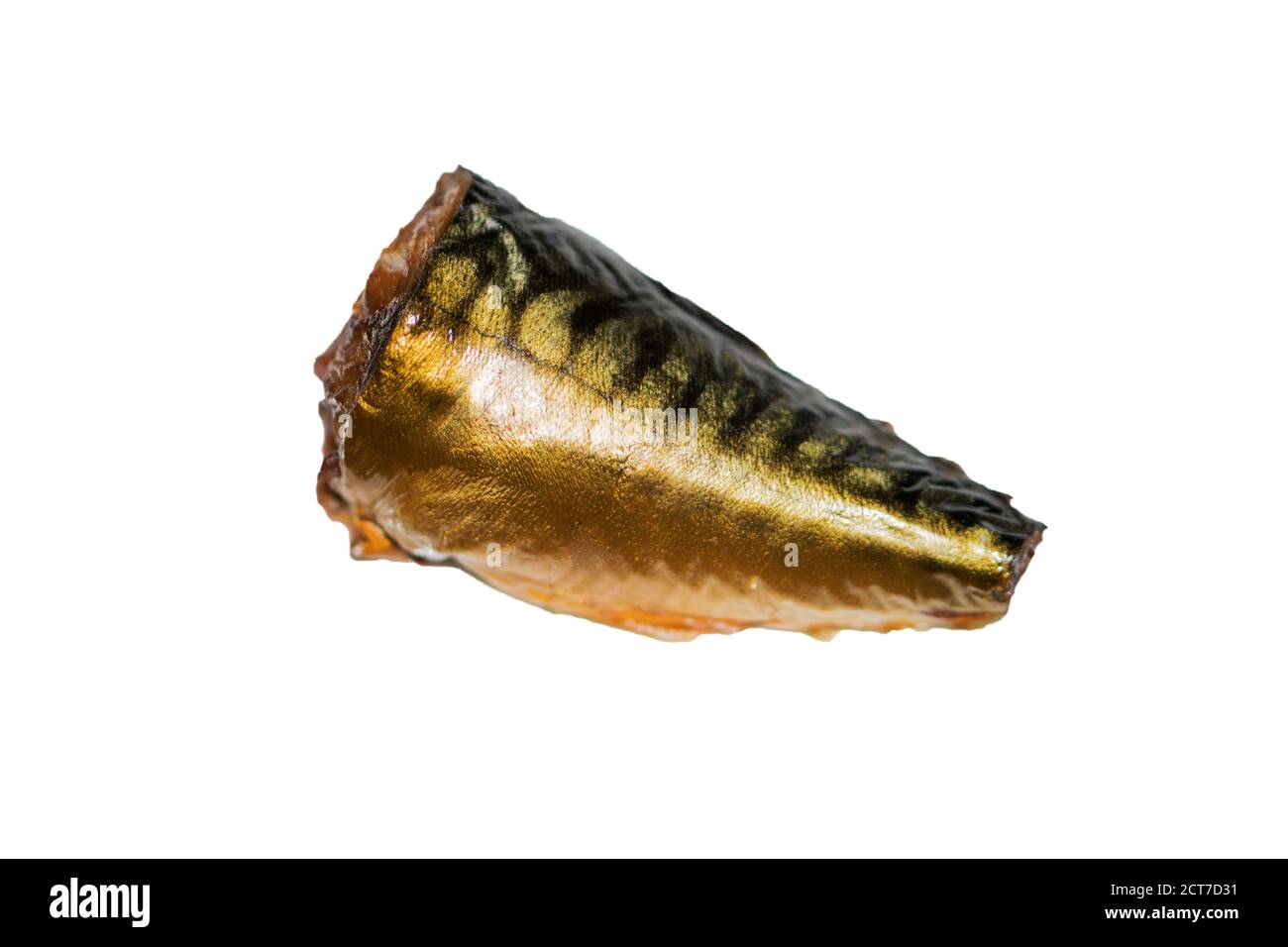 Piece of cold smoked mackerel fish on a white background Stock Photo ...