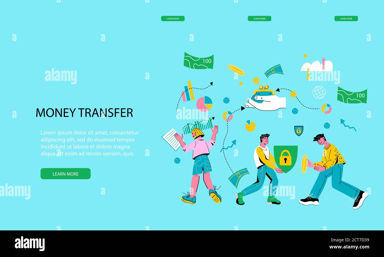 Financial transaction and money transfer online tracking app vector ...