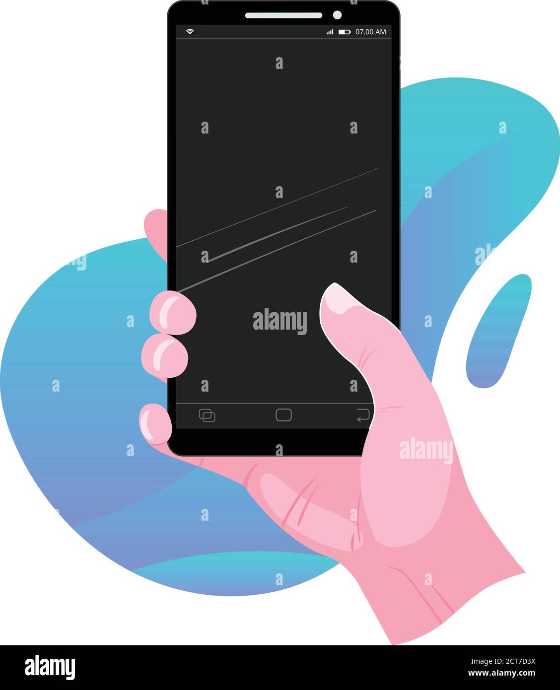 Hand holding smart phone template. Black blank copy space. Technology ...