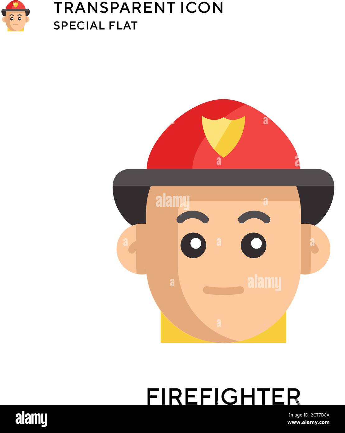 Firefighter vector icon. Flat style illustration. EPS 10 vector Stock ...