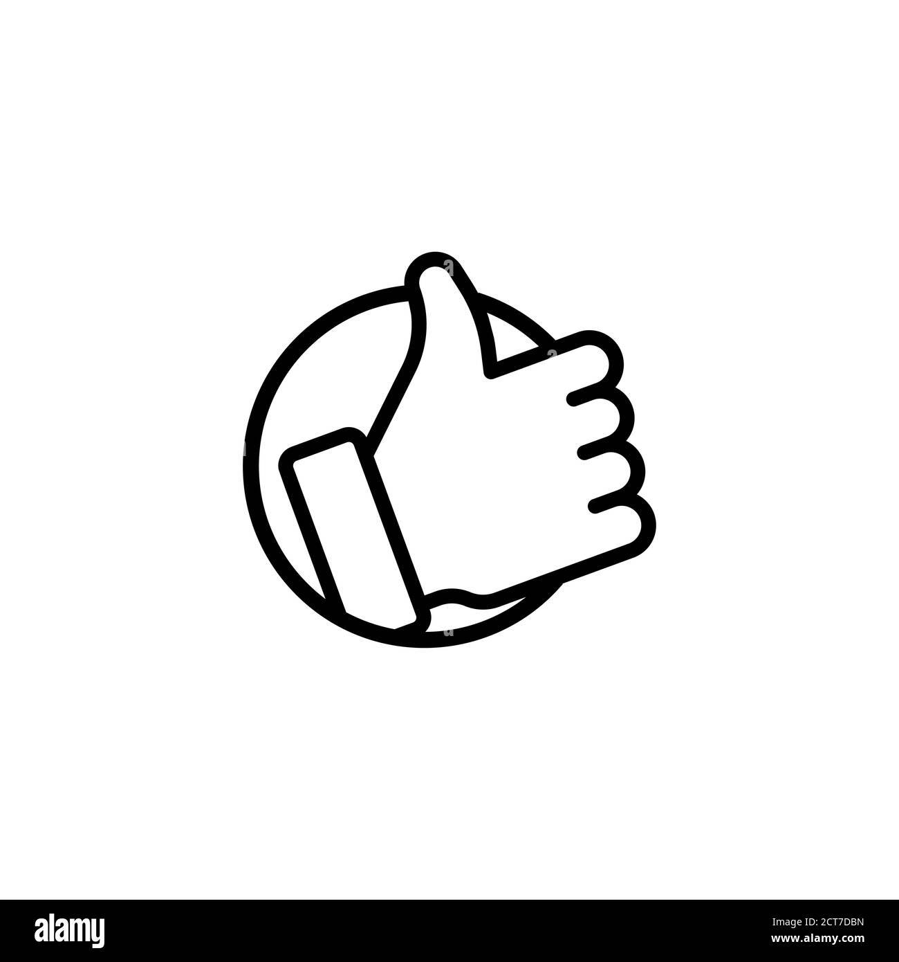 Thumb Up vector icon in circle. Contour flat symbol. Stock vector ...