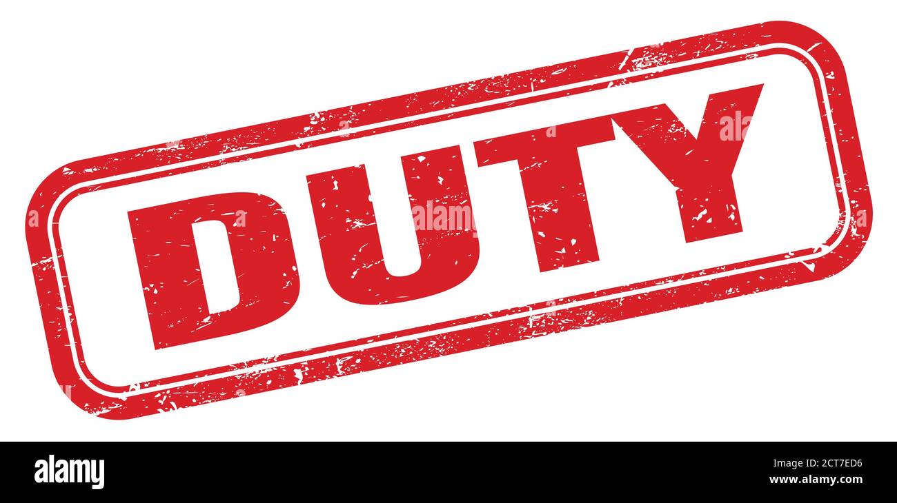 DUTY red grungy rectangle stamp sign Stock Photo - Alamy