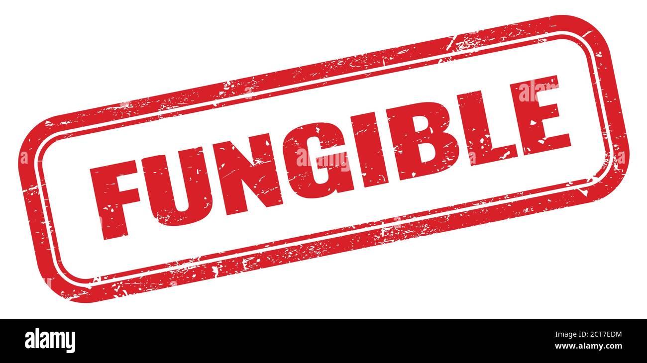 FUNGIBLE red grungy rectangle stamp sign Stock Photo - Alamy