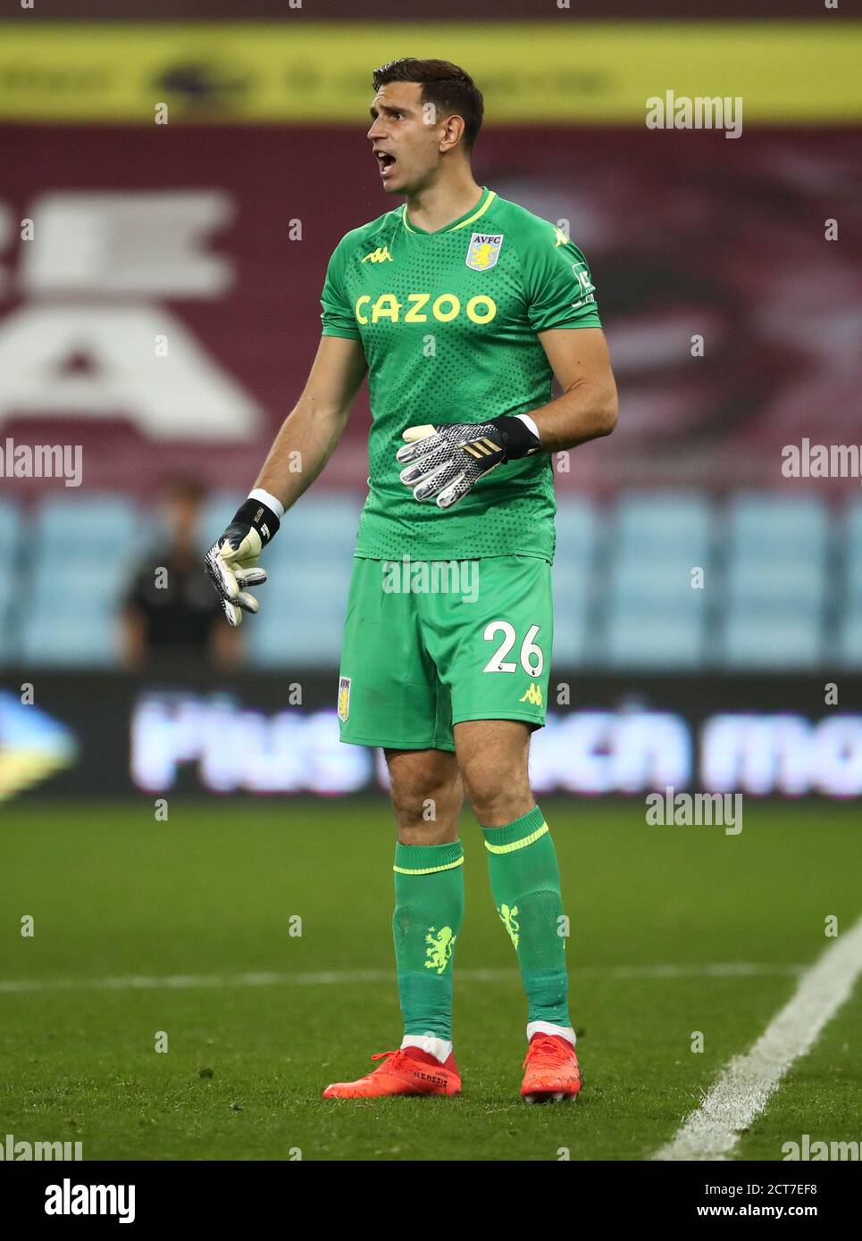 Aston Villa goalkeeper Emiliano Martinez during the Premier League ...