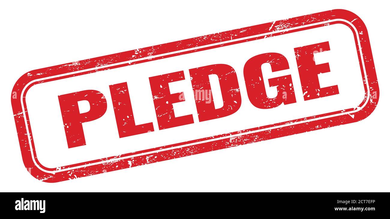 PLEDGE red grungy rectangle stamp sign Stock Photo - Alamy