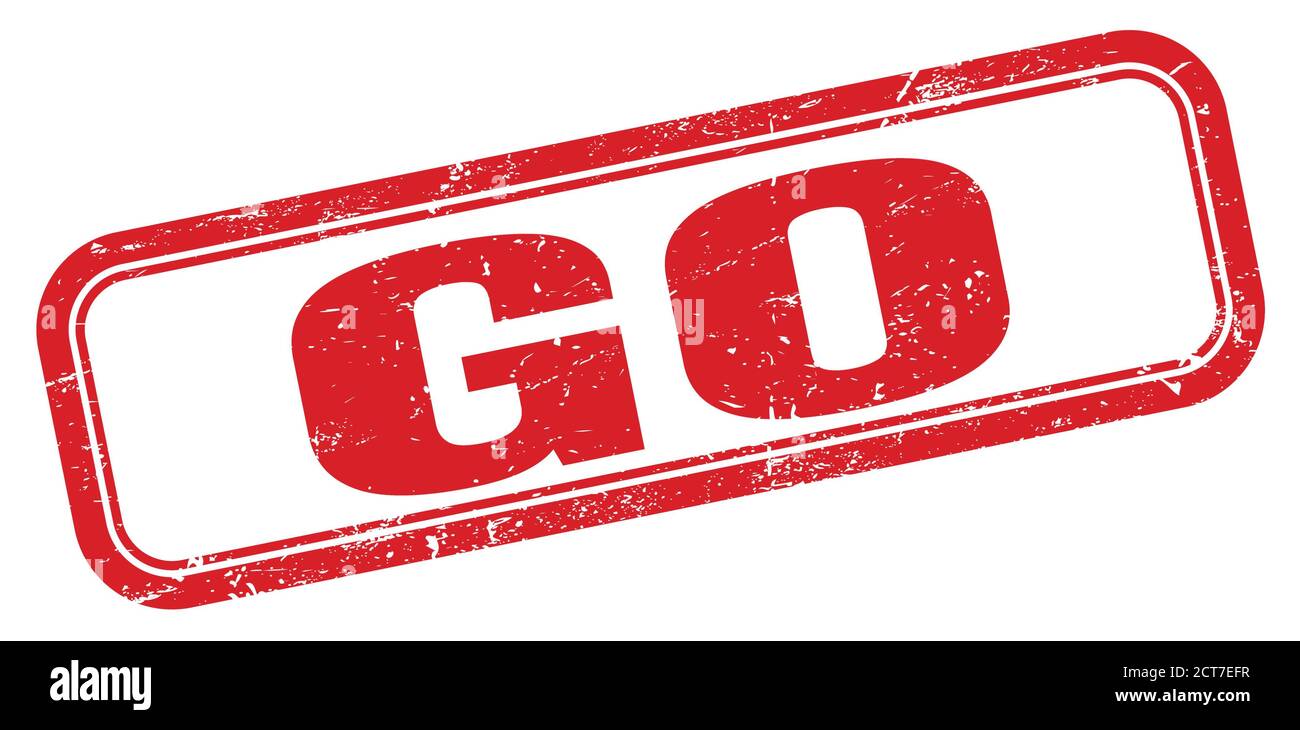 GO red grungy rectangle stamp sign Stock Photo - Alamy