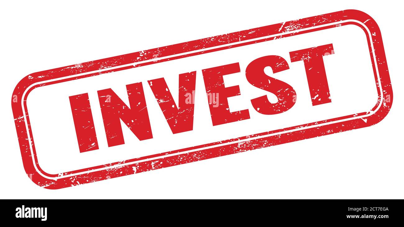 INVEST red grungy rectangle stamp sign Stock Photo - Alamy