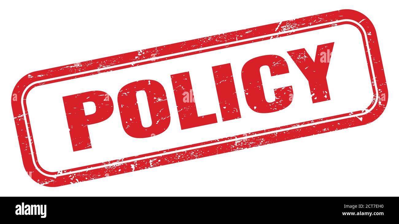 POLICY red grungy rectangle stamp sign Stock Photo - Alamy
