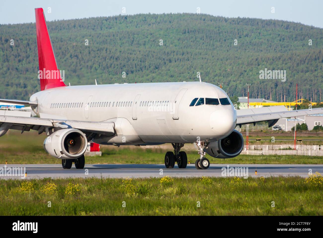 The plane turn around on the runway Stock Photo - Alamy